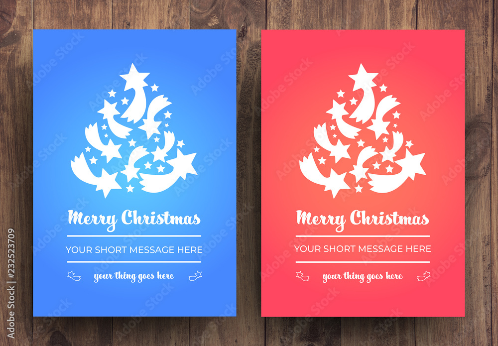 Christmas Card Layouts with Red and Blue Backgrounds Stock Template ...
