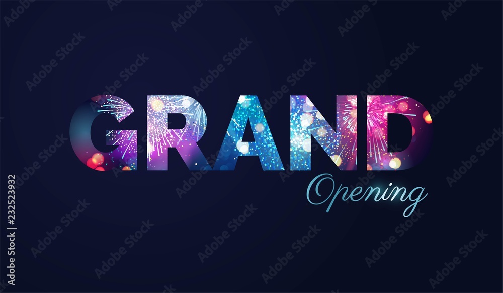 Grand opening background with colorful fireworks and lights. Vector ...