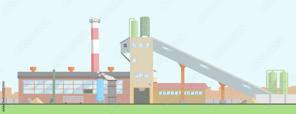 Factory of reinforced concrete constructions. Vector. A typical plant ...