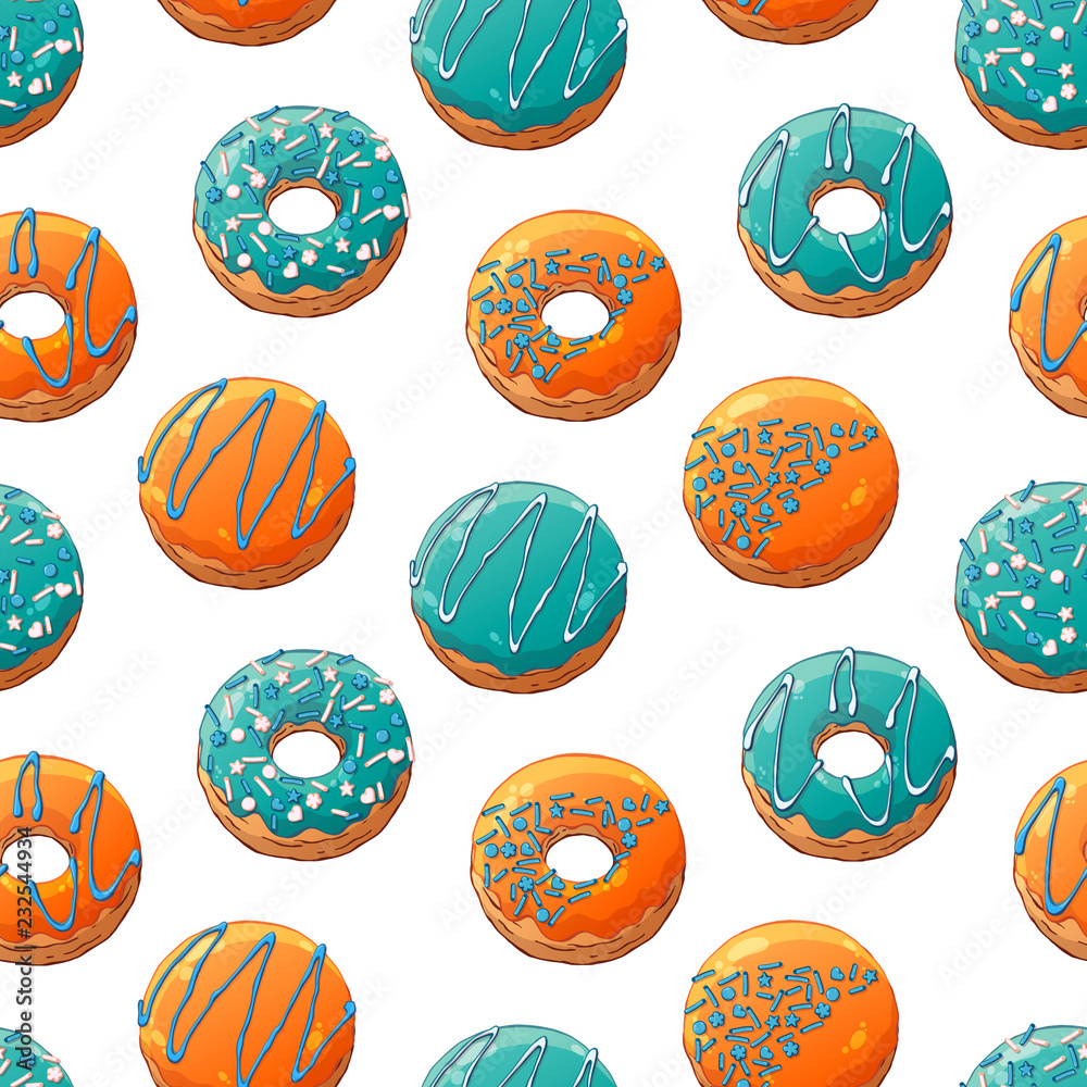 Pattern of vector colorful illustrations on the sweets theme; set of ...
