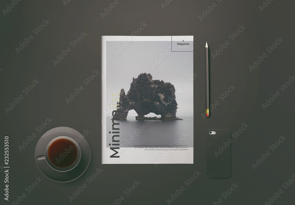 Magazine Layout with Green Accents Stock Template | Adobe Stock