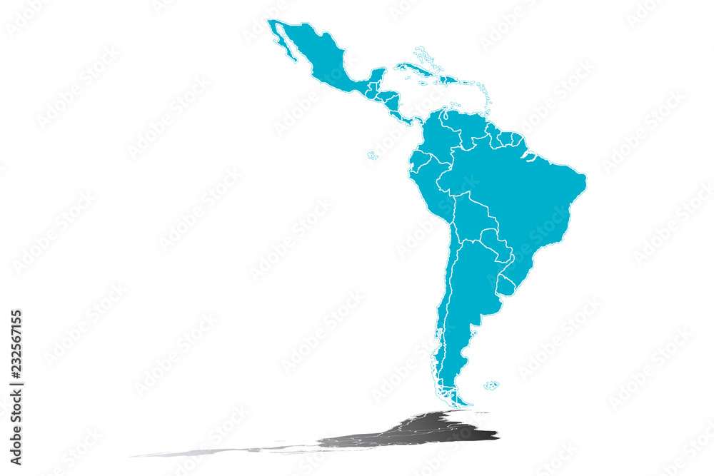 Silueta azul de Latinoamérica. Stock Vector | Adobe Stock
