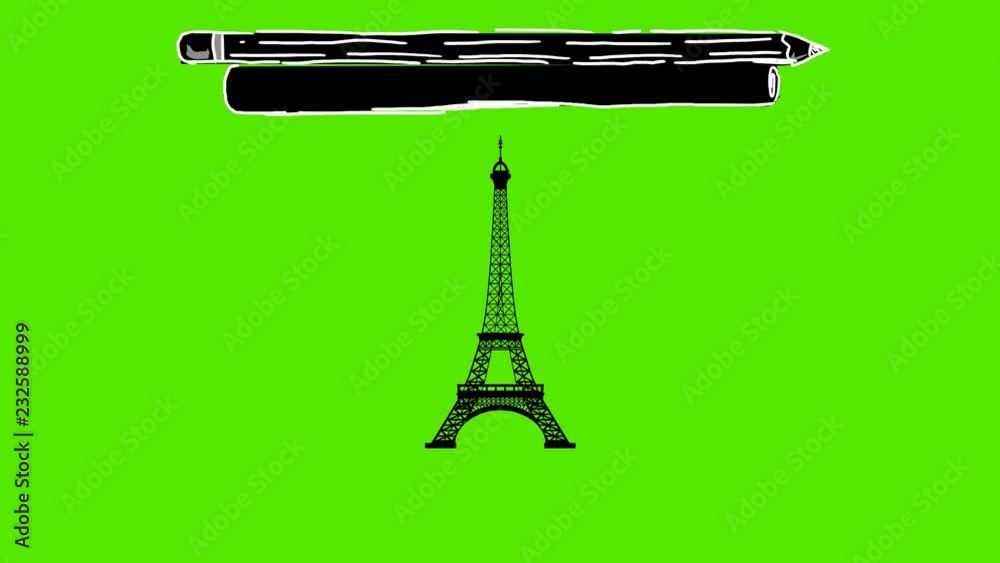 Eiffel Tower - Hand Drawn Animation - 2D Drawing Stock Video | Adobe Stock