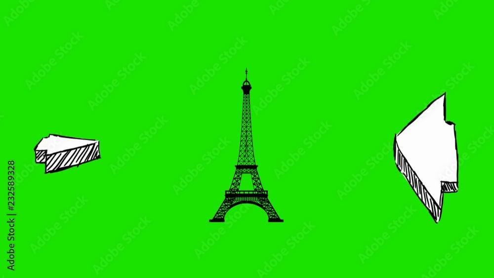 Eiffel Tower - Hand Drawn Animation - 2D Drawing Stock Video | Adobe Stock