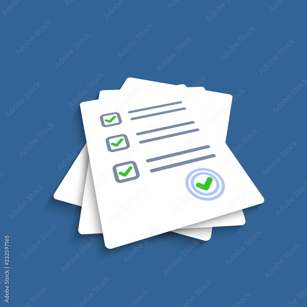 Paper checklist isolated. Stack of paperwork icon. Pile of documents ...