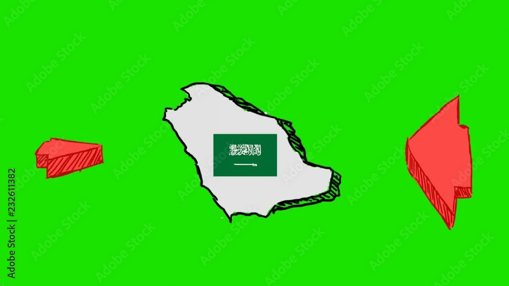 Saudi Arabia - Hand Drawn Animation - 2D Drawing Stock 비디오 | Adobe Stock