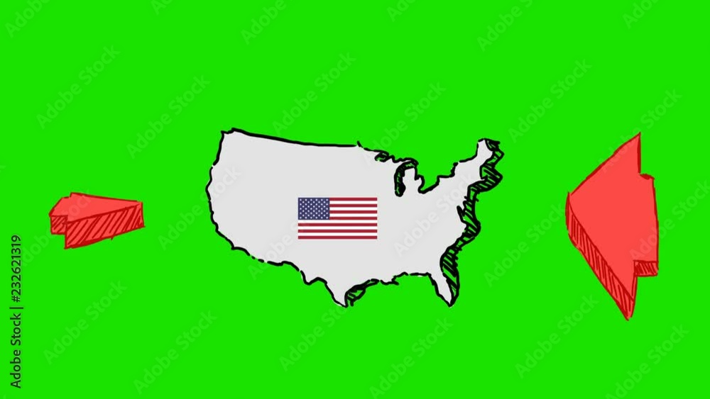 USA - Hand Drawn Animation - 2D Drawing Stock 비디오 | Adobe Stock