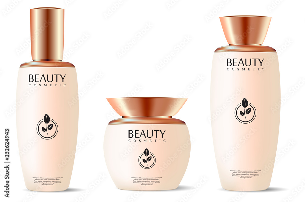 Cosmetic bottles set for skin and body care products. Mock up set for ...