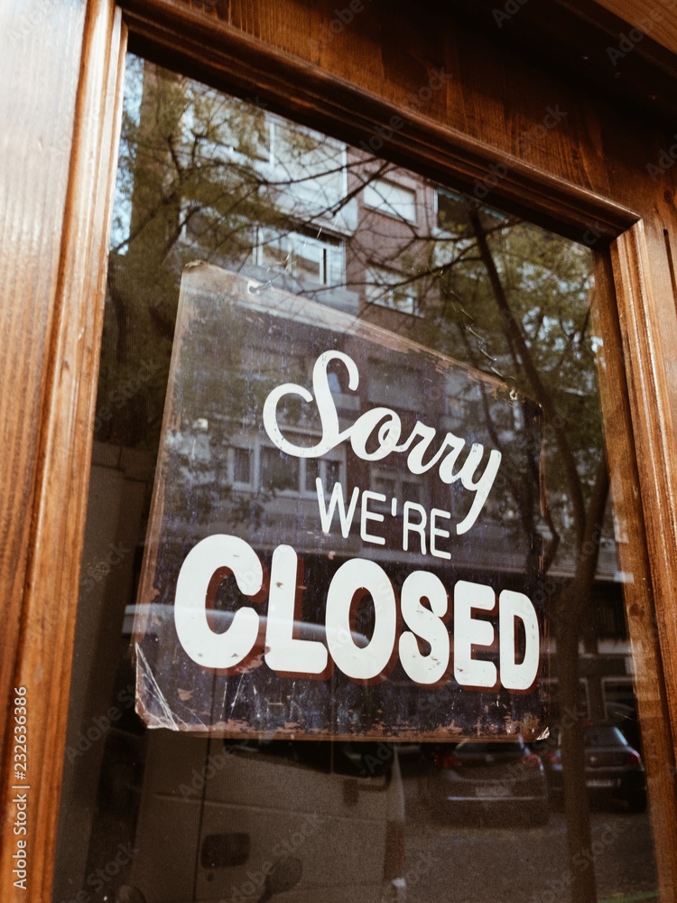 Closed door sign Stock Photo | Adobe Stock
