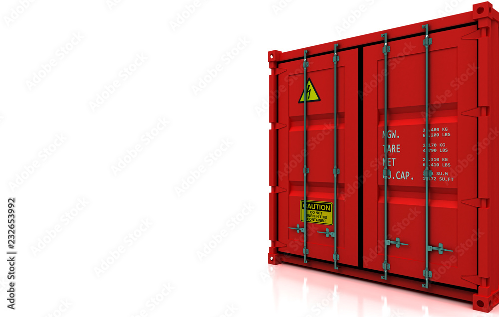 Container scontornato su sfondo bianco, trasporto navale, illustrazione ...