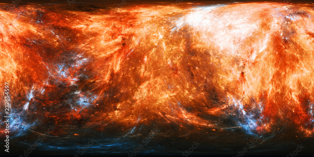 Fiery planet texture with blue energy bursts panorama map Stock ...