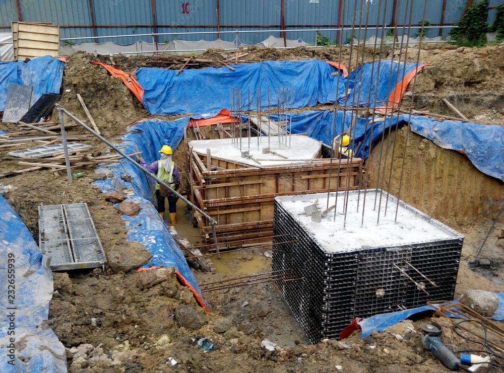 The Concrete Pile Cap Concreted At The Construction Site In Selangor