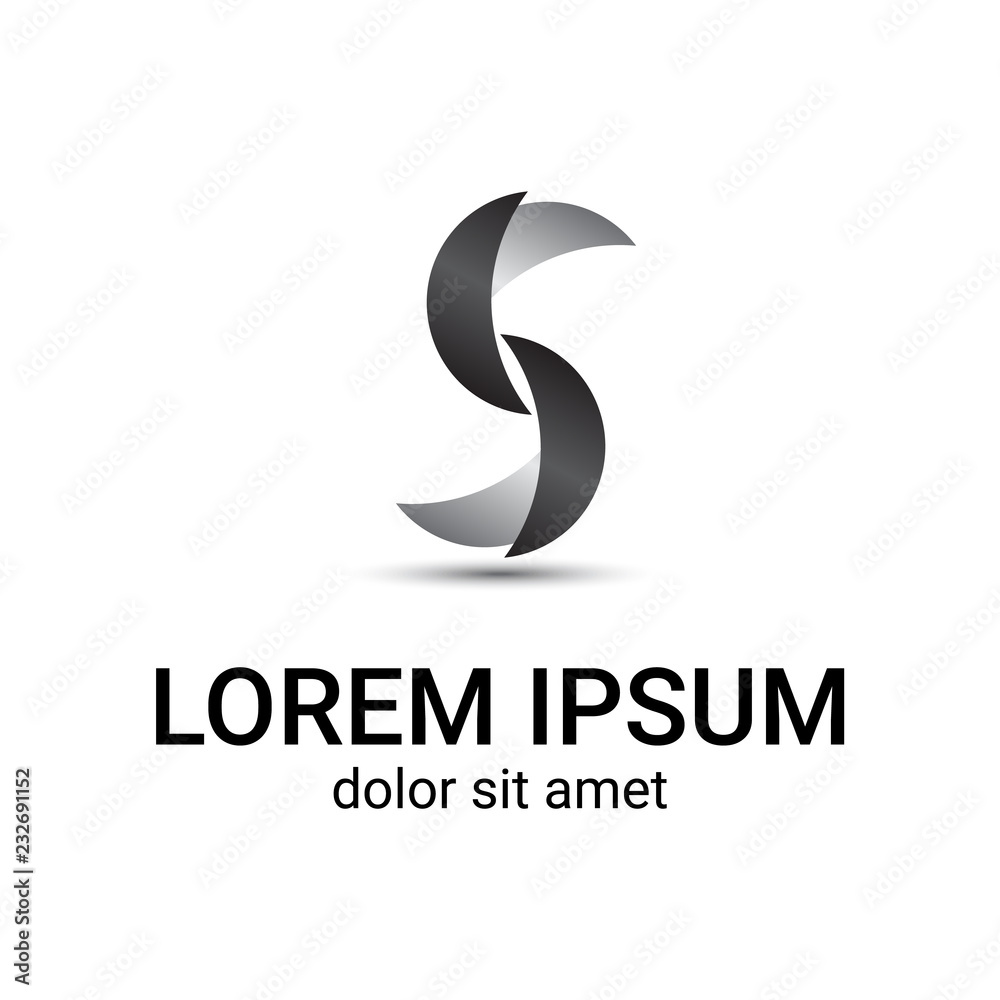 black sharp letter s vector logo design template, curve layer symbol ...