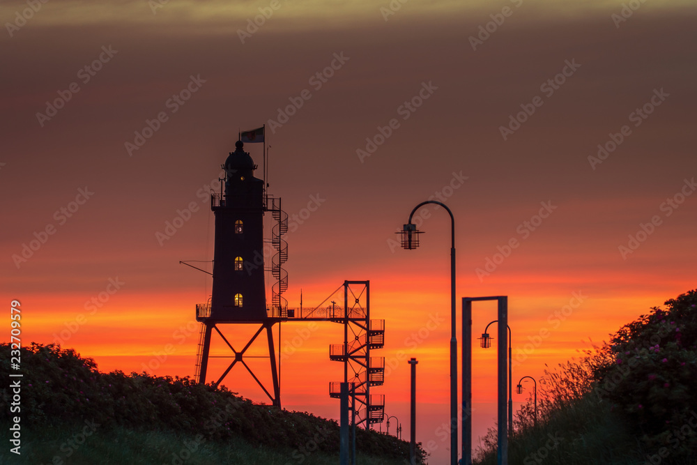 The former lighthouse Eversand-Oberfeuer built in 1886/87 is now a ...