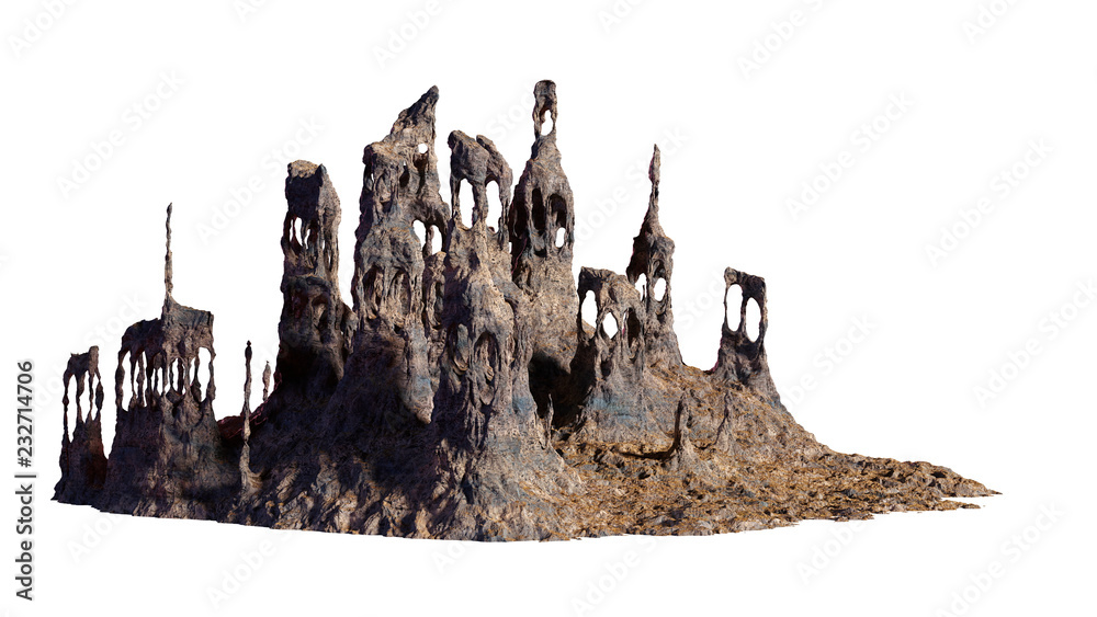 strange rock formation, desert landscape element with ancient ruins ...