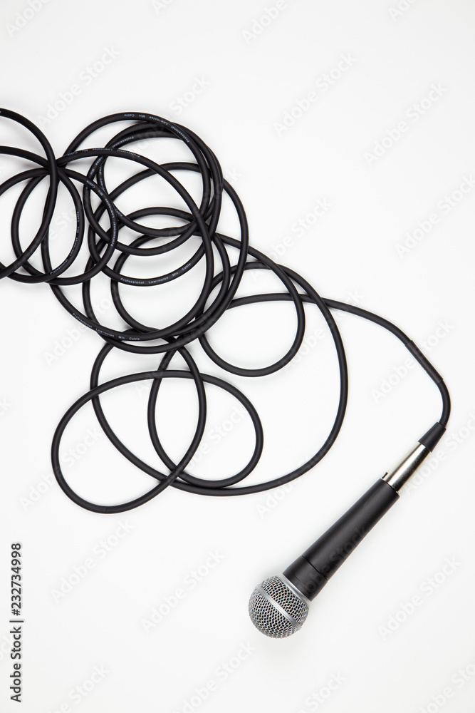 Microphone and Cable Isolated on White Background Stock Photo | Adobe Stock