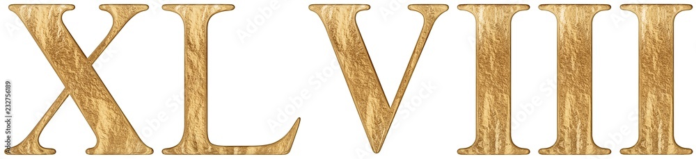 Roman numeral XLVIII, octo et quadraginta, 48, forty eight, isolated on ...