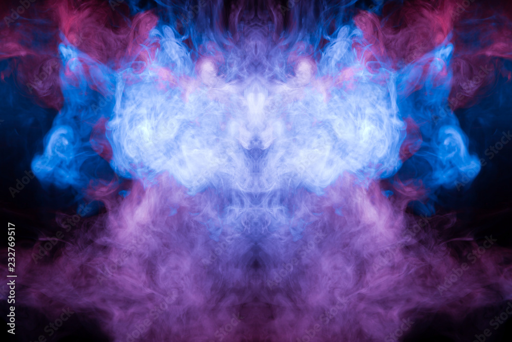Abstract image of smoke of different colors in the form of horror in ...