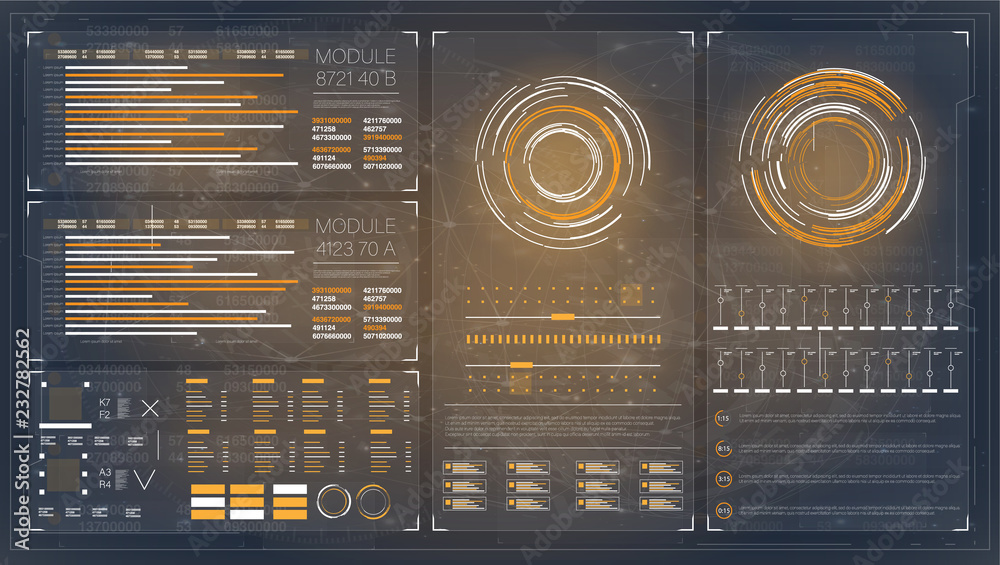 Hud app, great design for any purposes. Chat interface. Line graphic ...