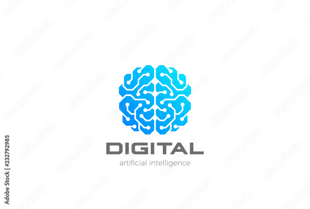 Brain Artificial Intelligence Logo design vector. AI Brainstorm Stock ...
