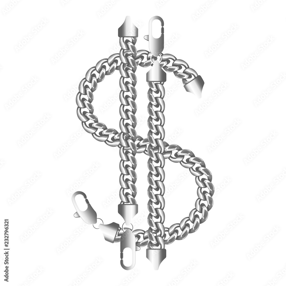Silver american dollar money sign. Stock Vector | Adobe Stock