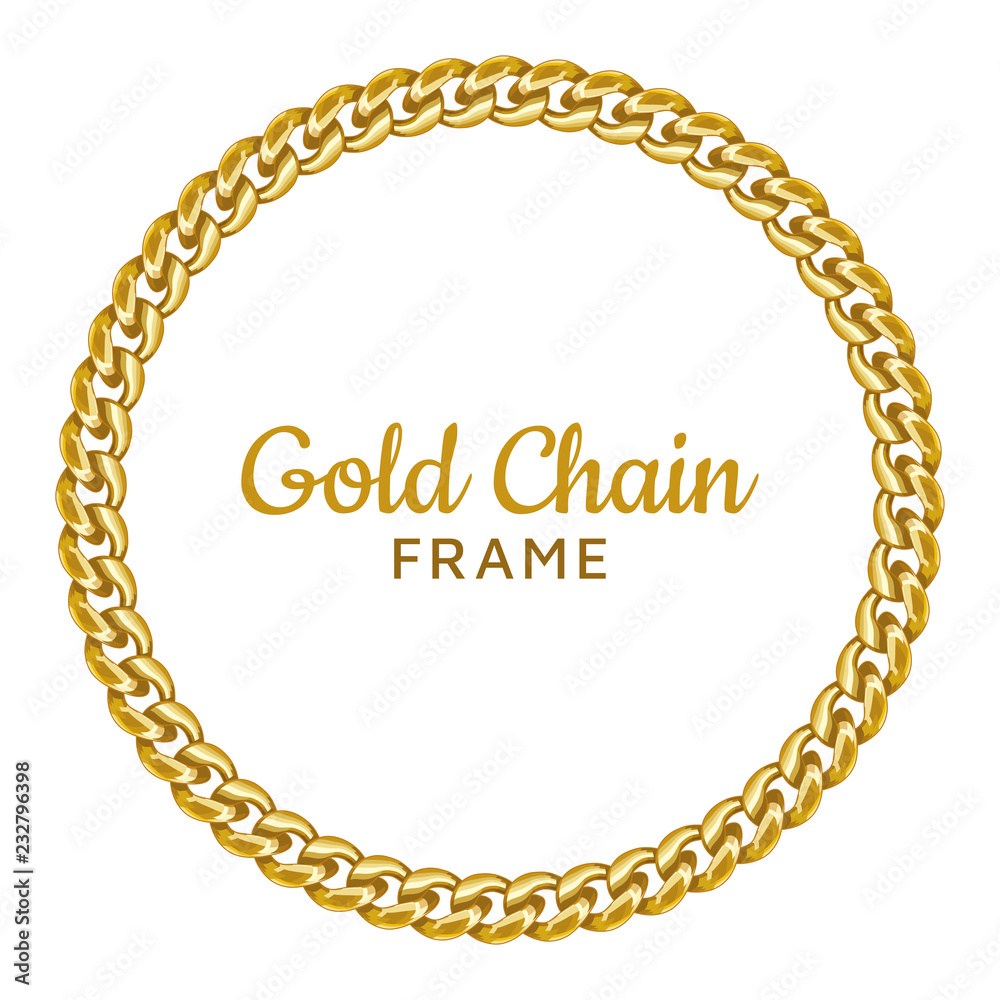 Golden chain round border frame. Seamless wreath circle shape. Stock ...