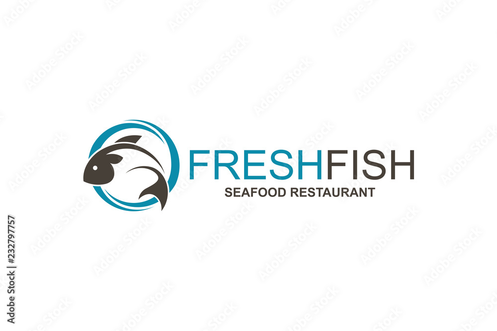 abstract fish icon for restaurant menu design isolated on white ...