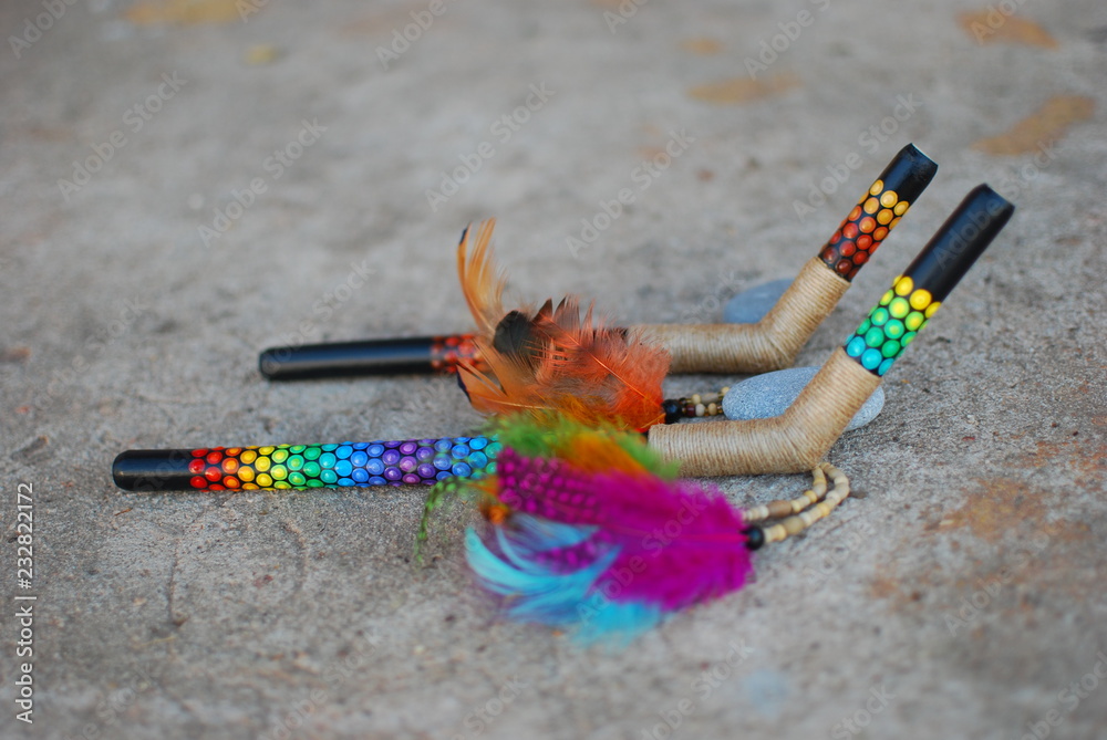 Colorful Ceremonial Tepi Sacred Medicine Rape an Tobacco Applicator ...