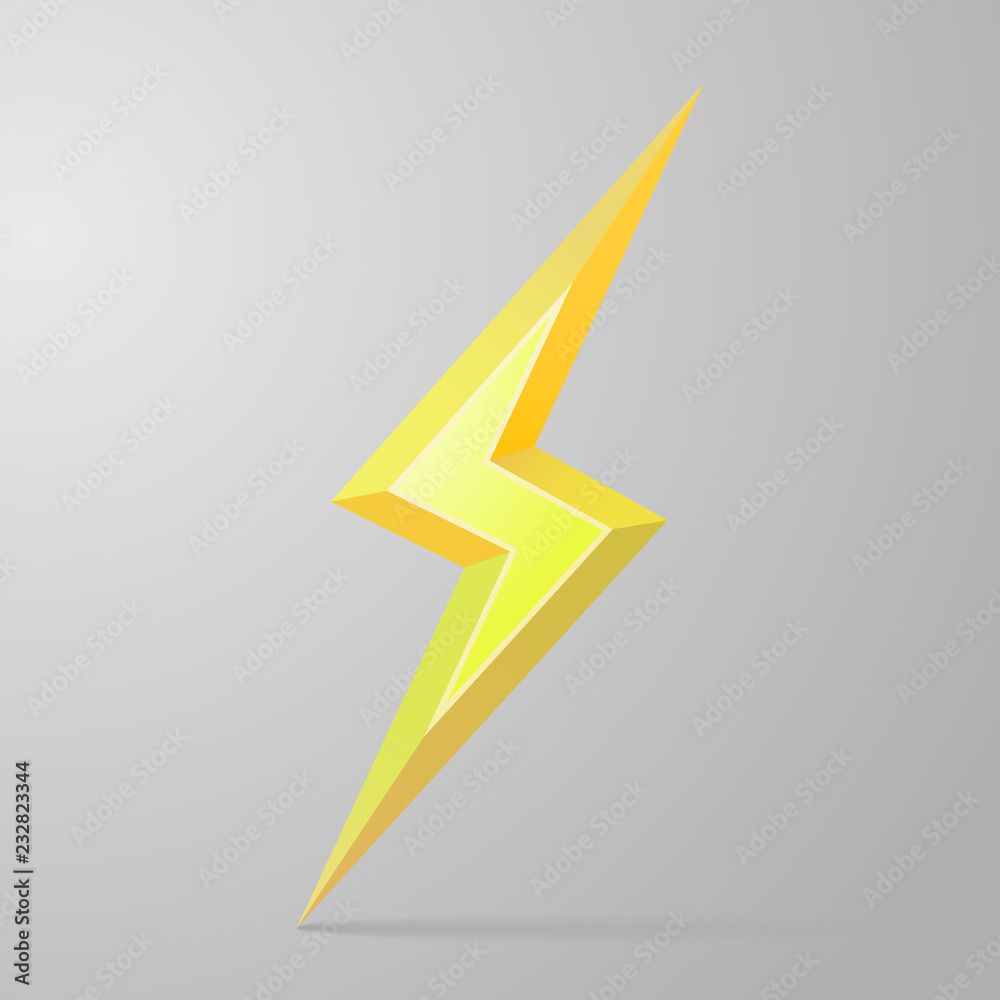 Gold 3D lightning. Lightning logo. Vector illustration of lightning ...