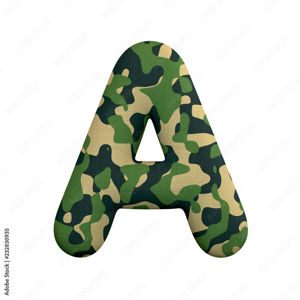 Army letter A - Capital 3d Camo font - Army, war or survivalism concept ...
