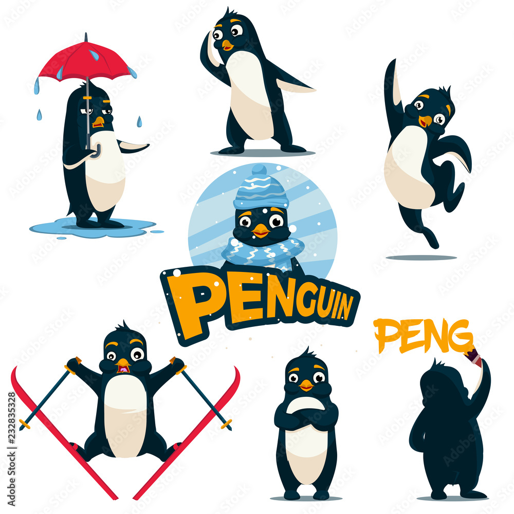 Skiing Penguin Clip Art