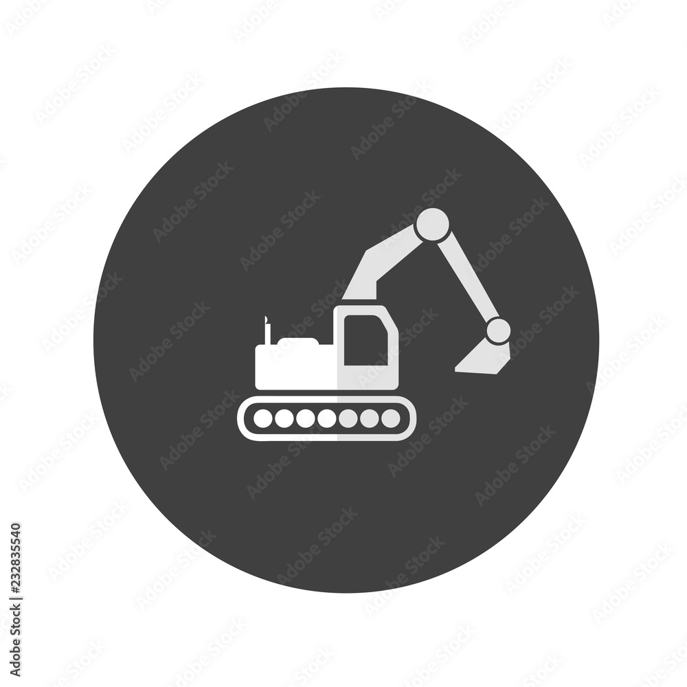 Excavator icon. Trendy flat vector Excavator icon on red background ...