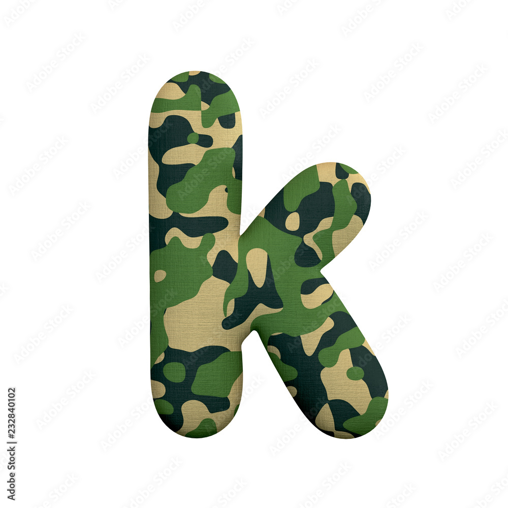Army letter K - Small 3d Camo font - Army, war or survivalism concept ...