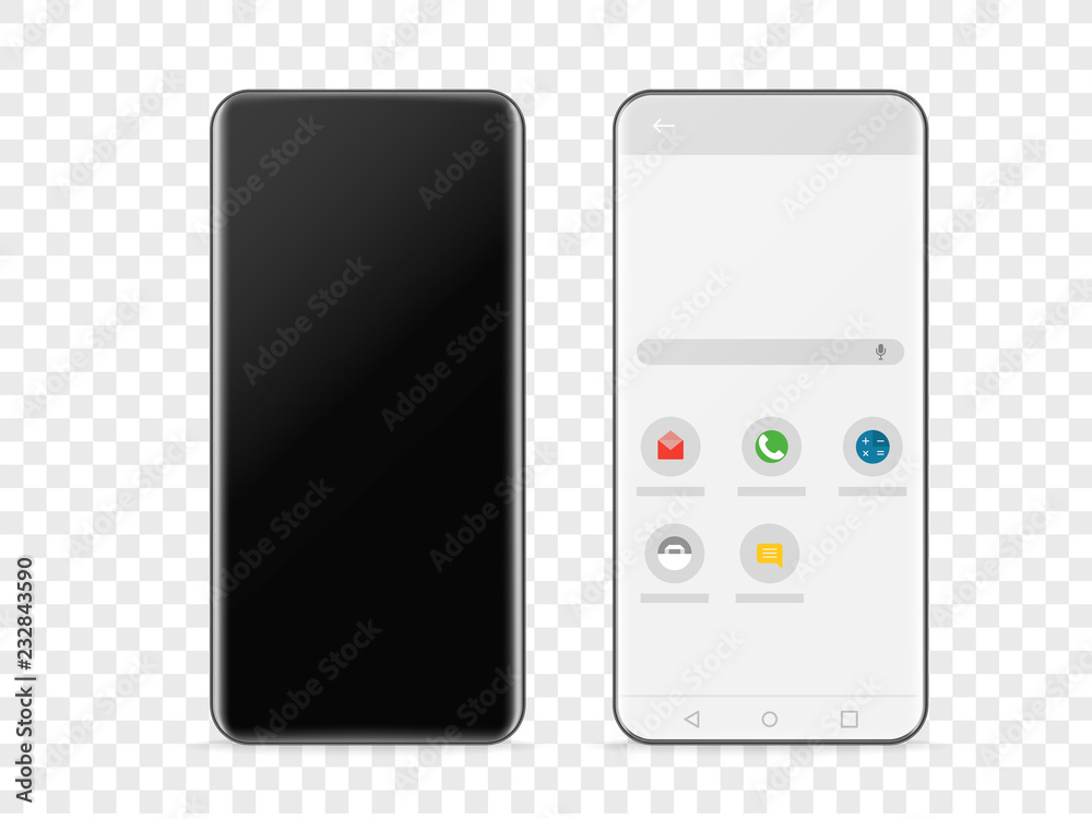 Modern frameless smartphone isolated on transparent background. Vector ...