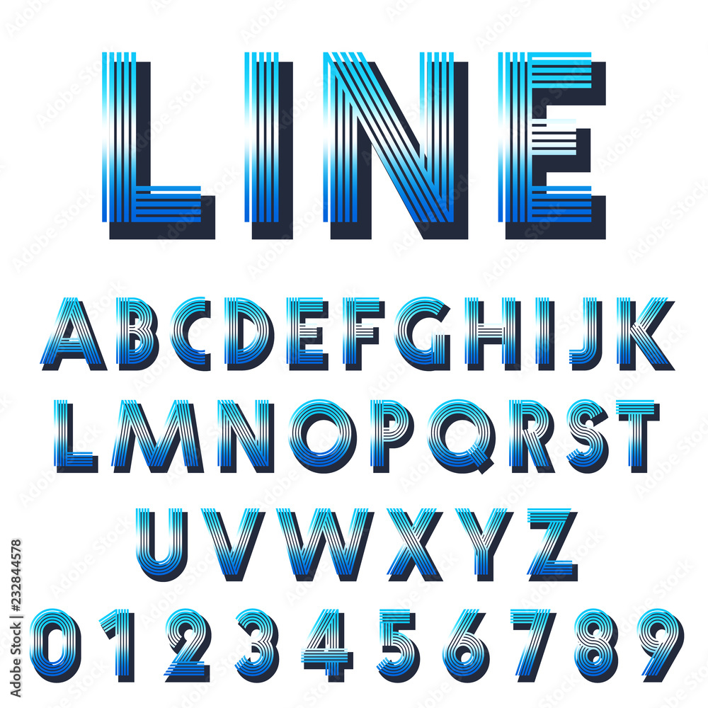 Retro font template. Set of letters and numbers lines design Stock ...