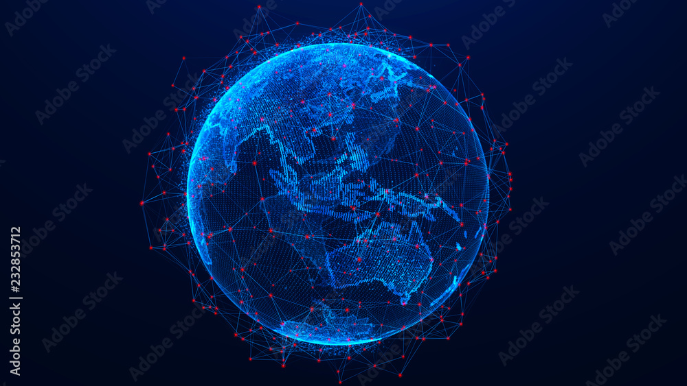 Global network concept. World map point. Global network planet Earth ...