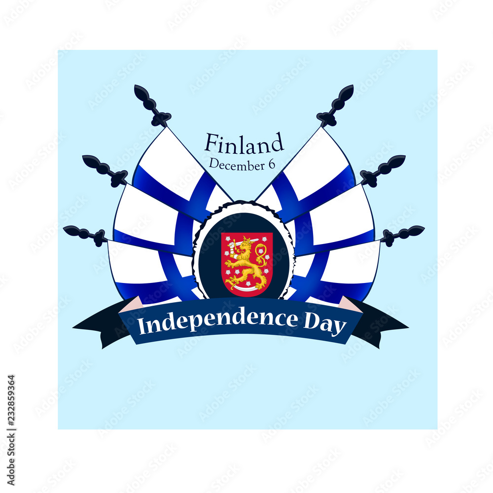 Independence Day of Finland, vector illustration with national flags ...