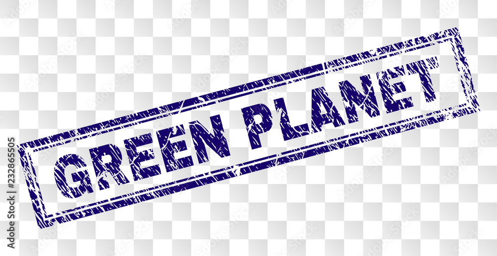 GREEN PLANET stamp seal print with corroded style and double framed ...