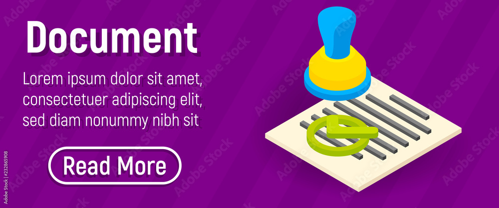 Document concept banner. Isometric banner of document vector concept ...