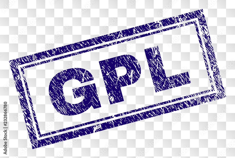GPL stamp seal print with dirty style and double framed rectangle shape ...