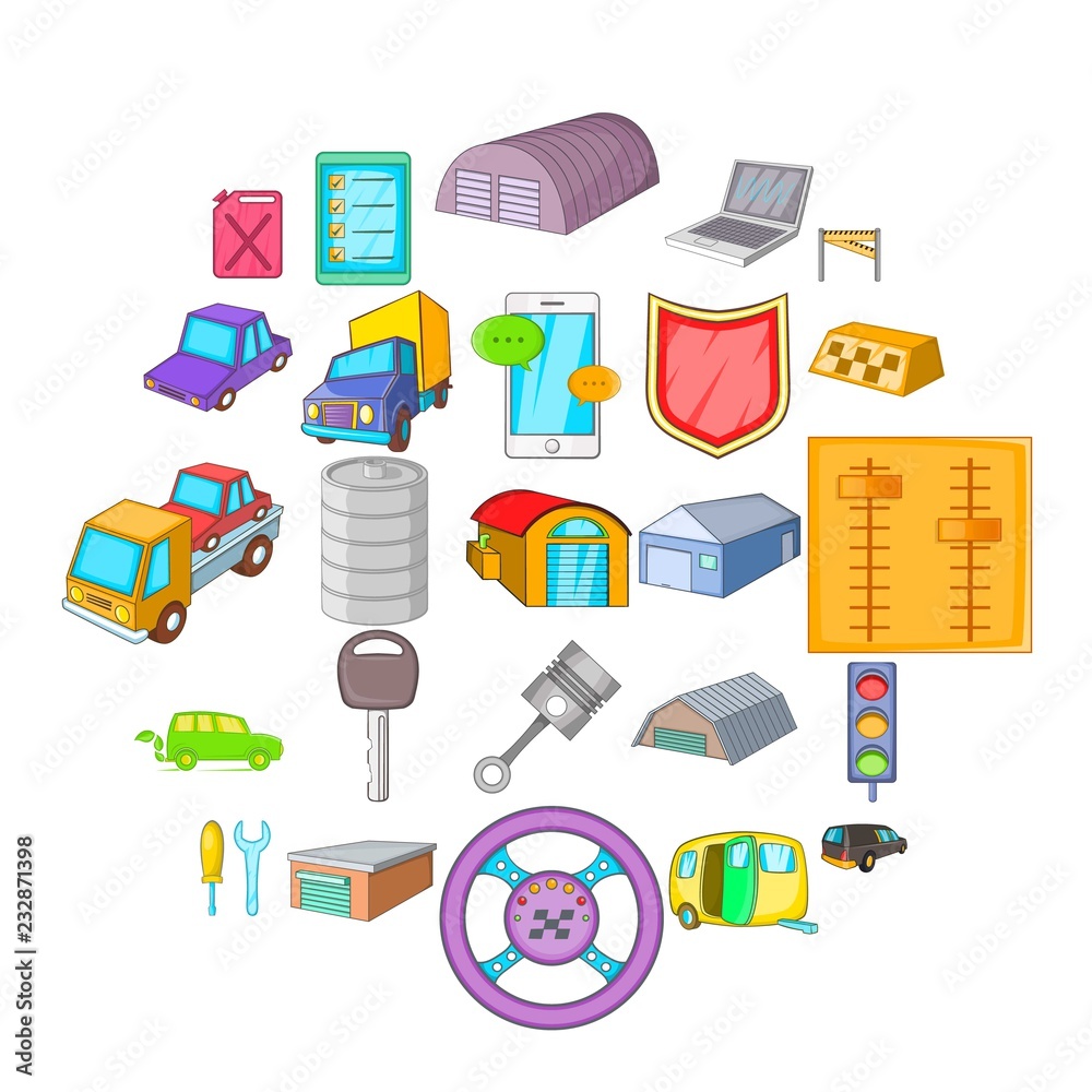 Garage icons set. Cartoon set of 25 garage vector icons for web ...
