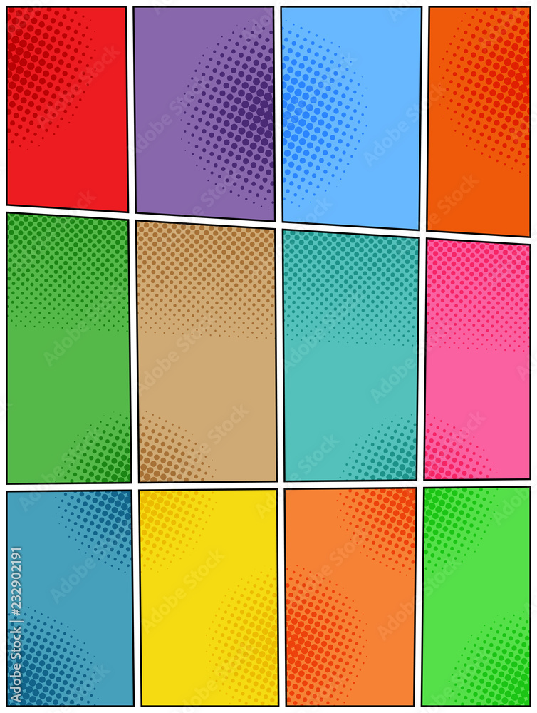 Comic page colorful composition Stock Vector | Adobe Stock