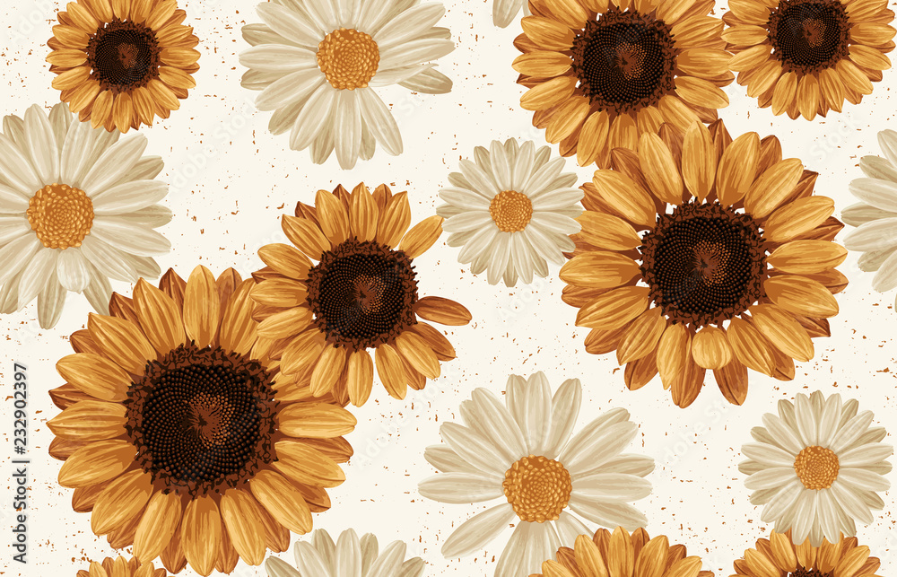 Printable seamless vintage autumn repeat pattern background with ...