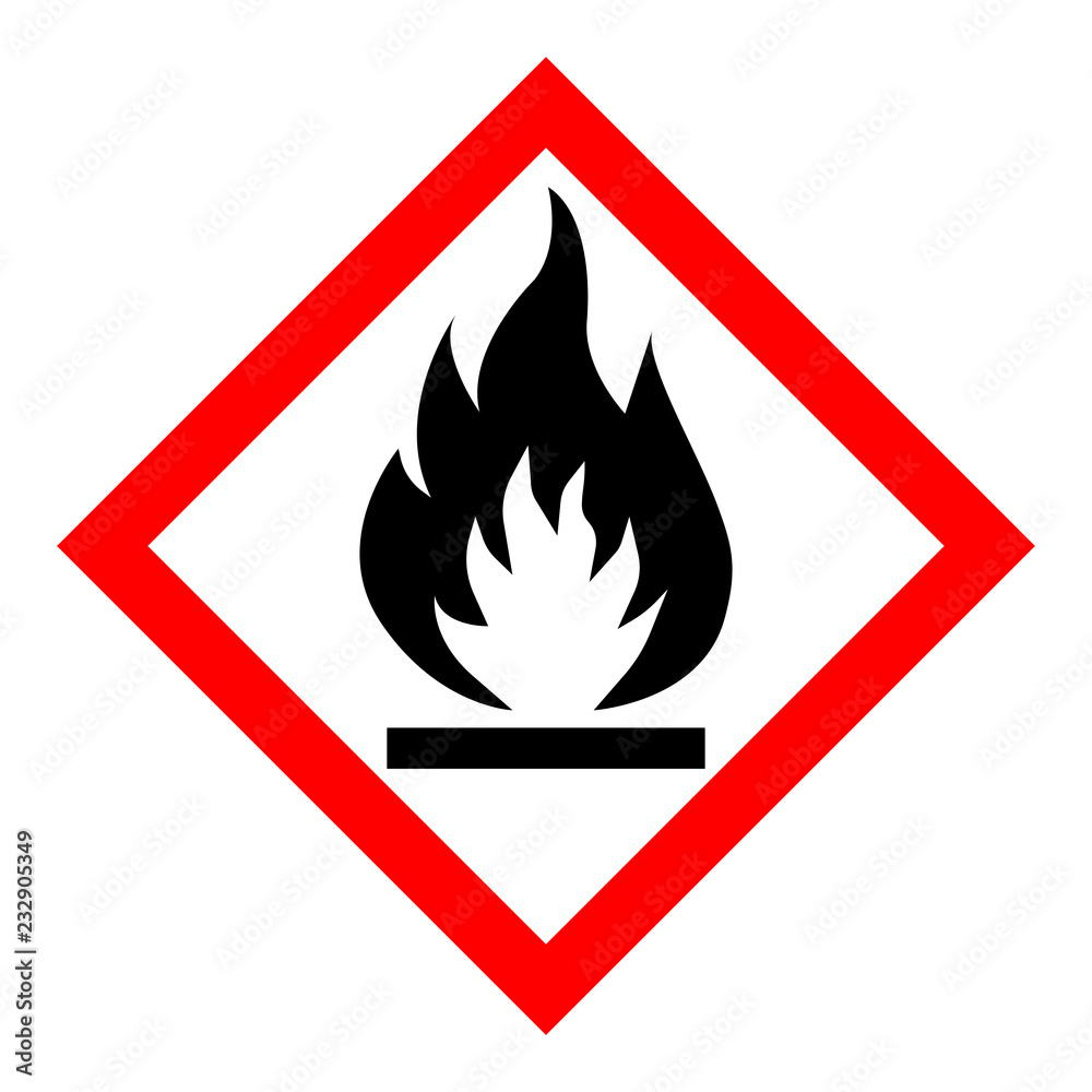 Standard Pictogam of Flammable Symbol, Warning sign of Globally ...