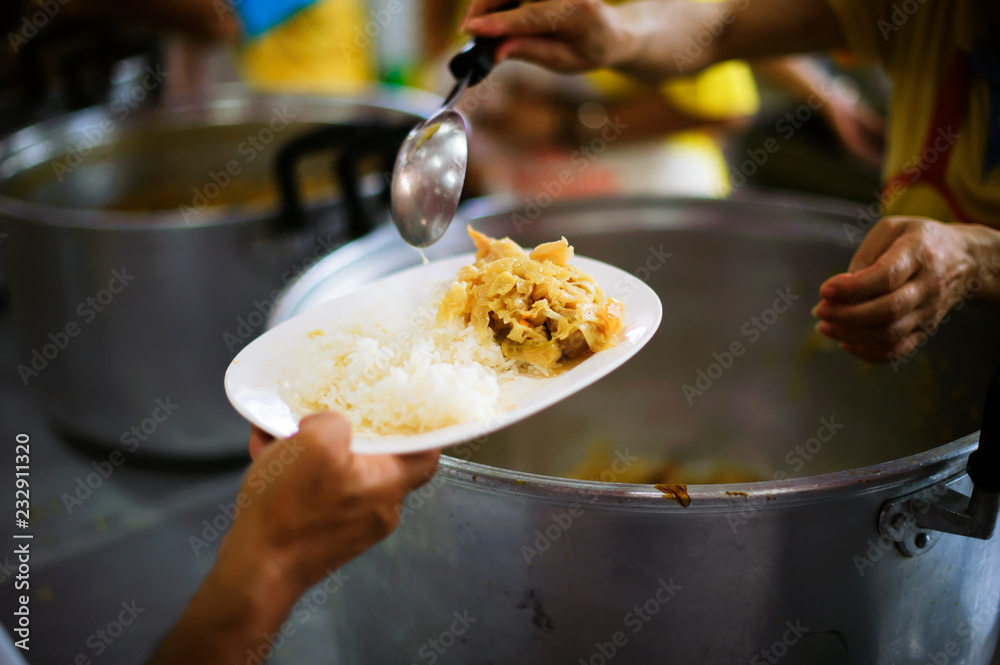 Concept of food sharing for the poor to alleviate hunger Stock Photo ...