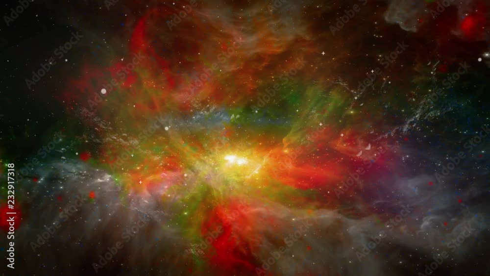 Parallax animation of movement dust clouds and colorful nebula and ...