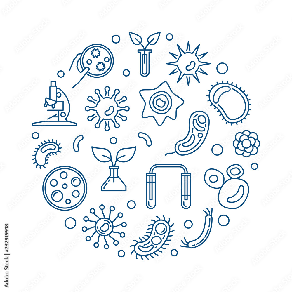 Microbiology round vector illustration on white background Stock Vector ...