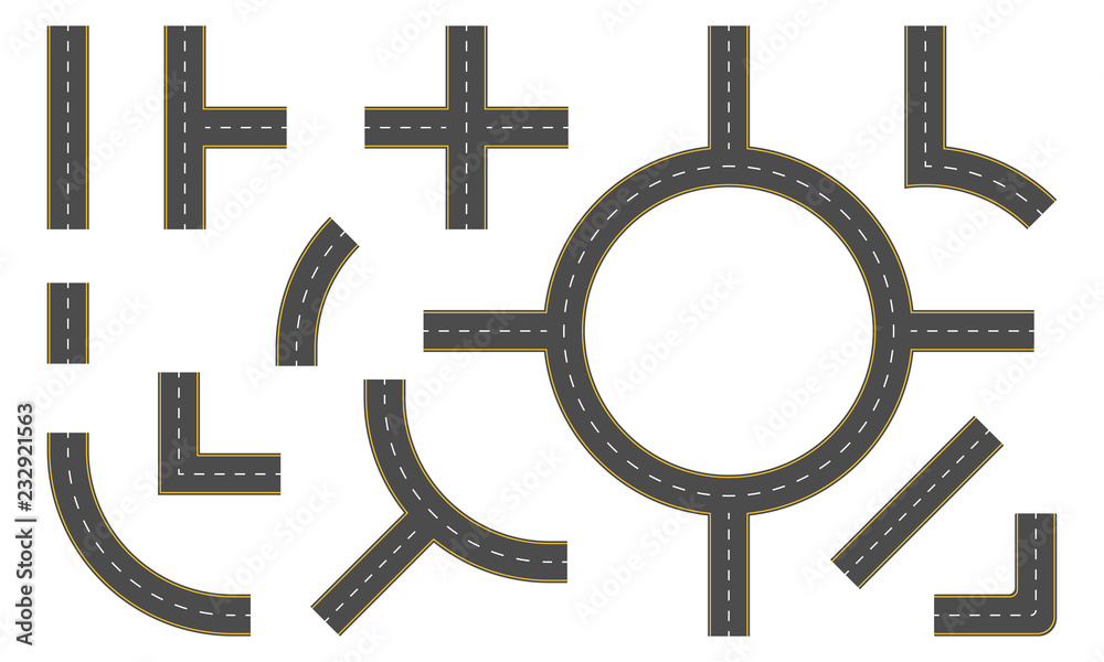Road constructor. Highway elements for map and street design. Vector ...