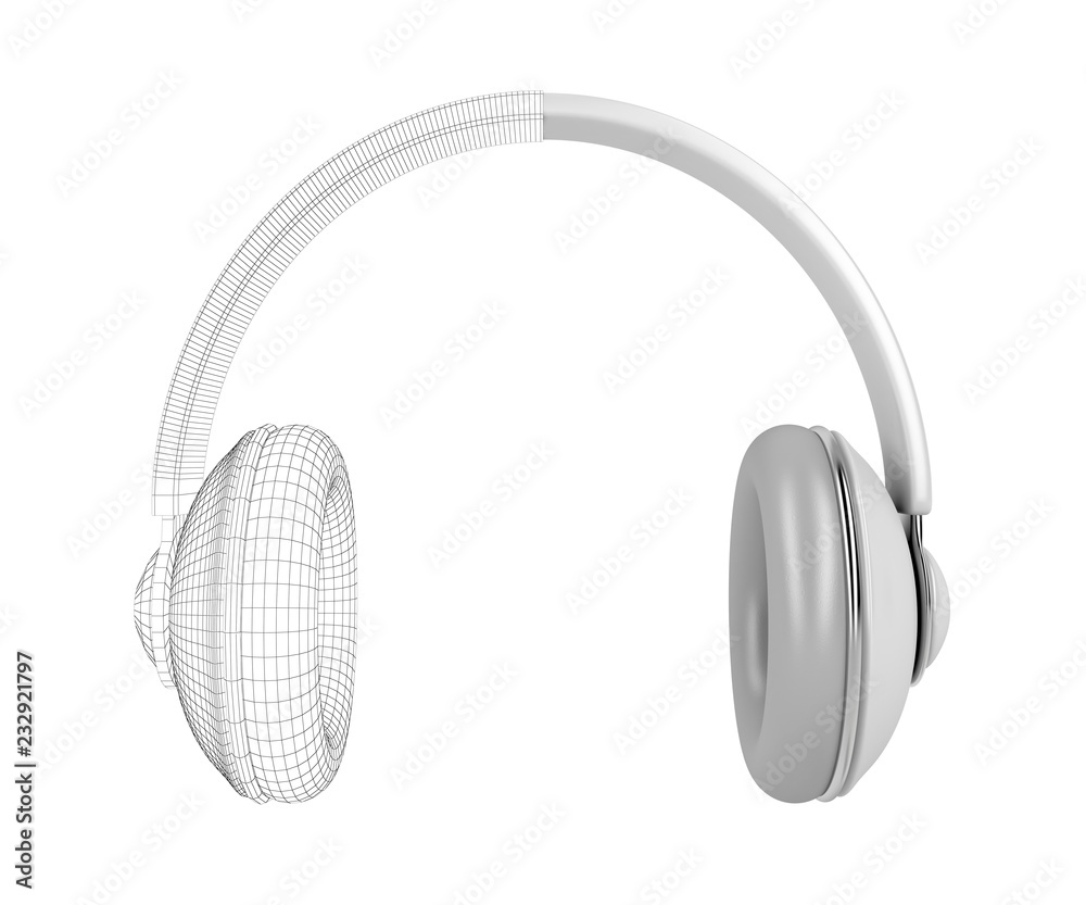 3D render of big headphones Stock Illustration | Adobe Stock