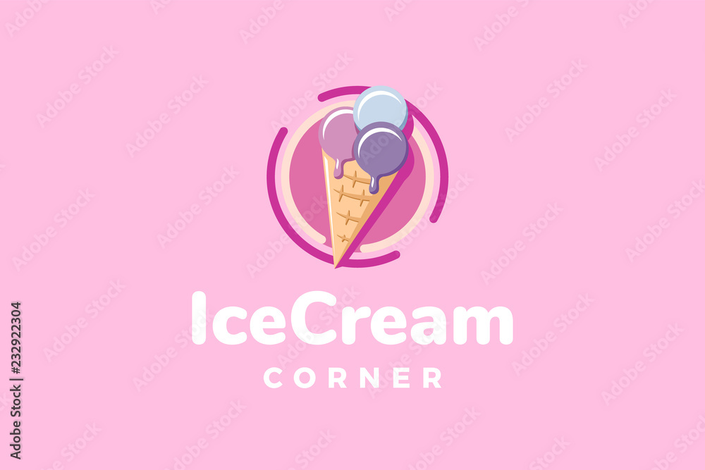 Ice cream corner logo template with type of pictorial logo inspiration ...